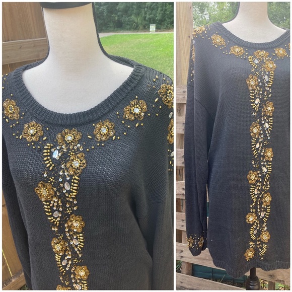 Vintage | Sweaters | 8s Vintage Comfy Oversized Bedazzled Sweater ...